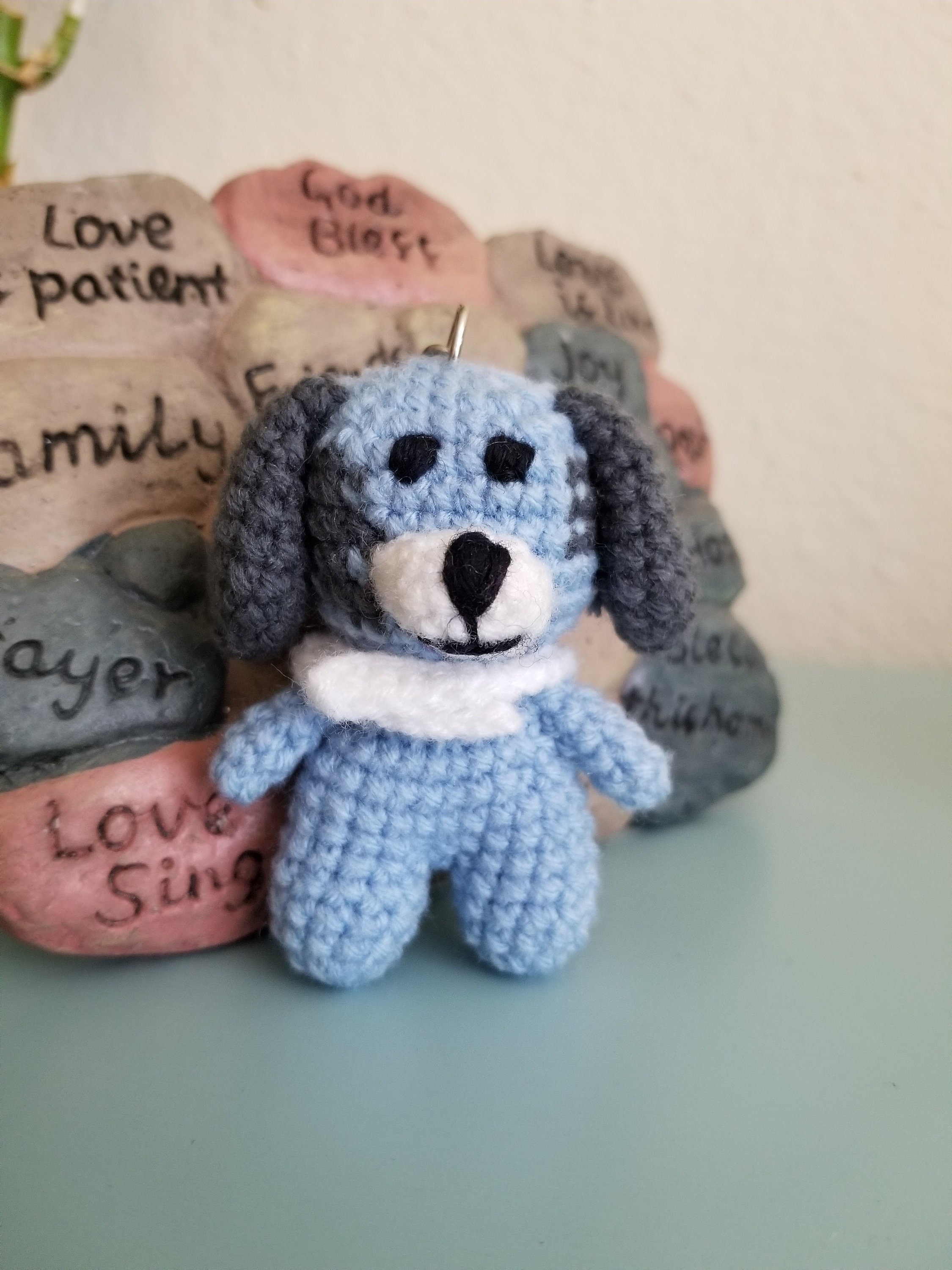 Artistic Puppy Crochet Keychain | Cute Puppy Handmade Keyring - Etsy