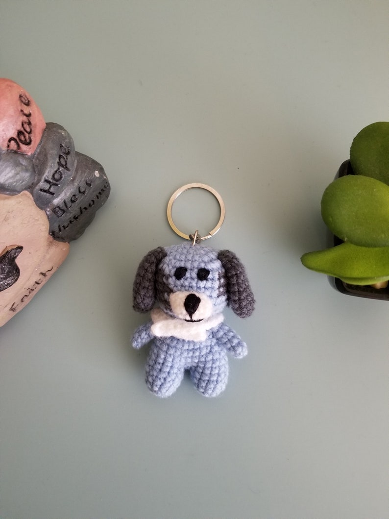 Artistic Puppy Crochet Keychain | Cute Puppy Handmade Keyring - Etsy