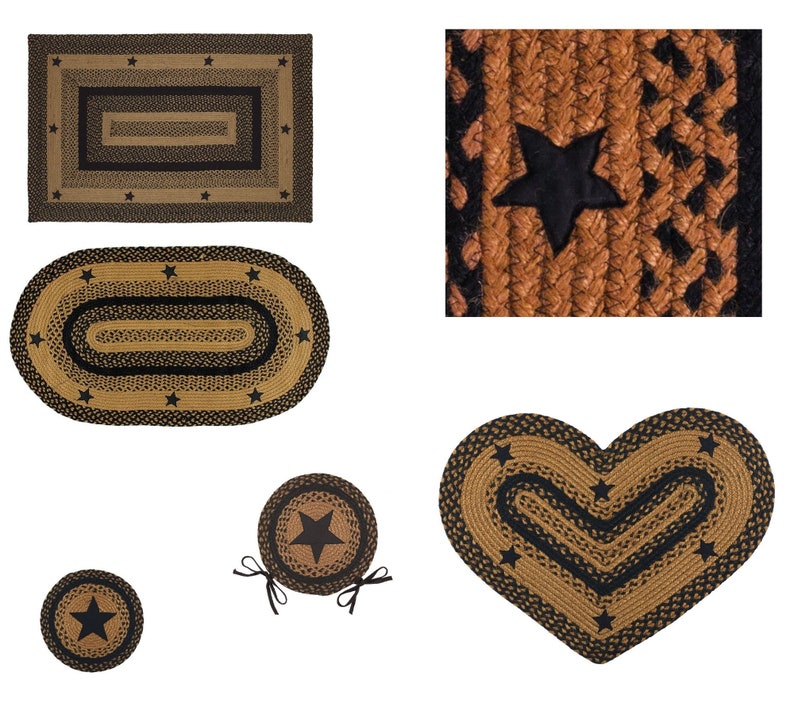 Star Black Braided Rug & Tabletop Collection - Etsy