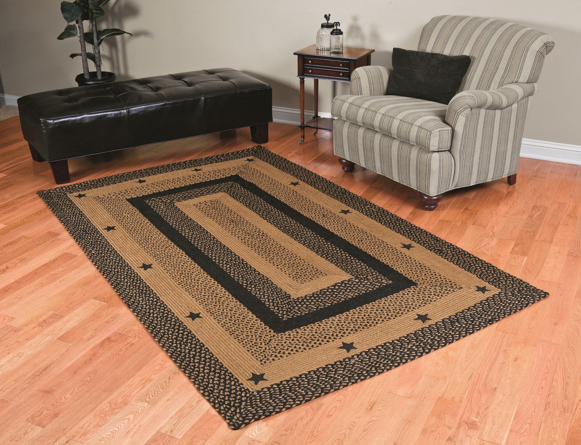 Star Black Braided Rug & Tabletop Collection - Etsy