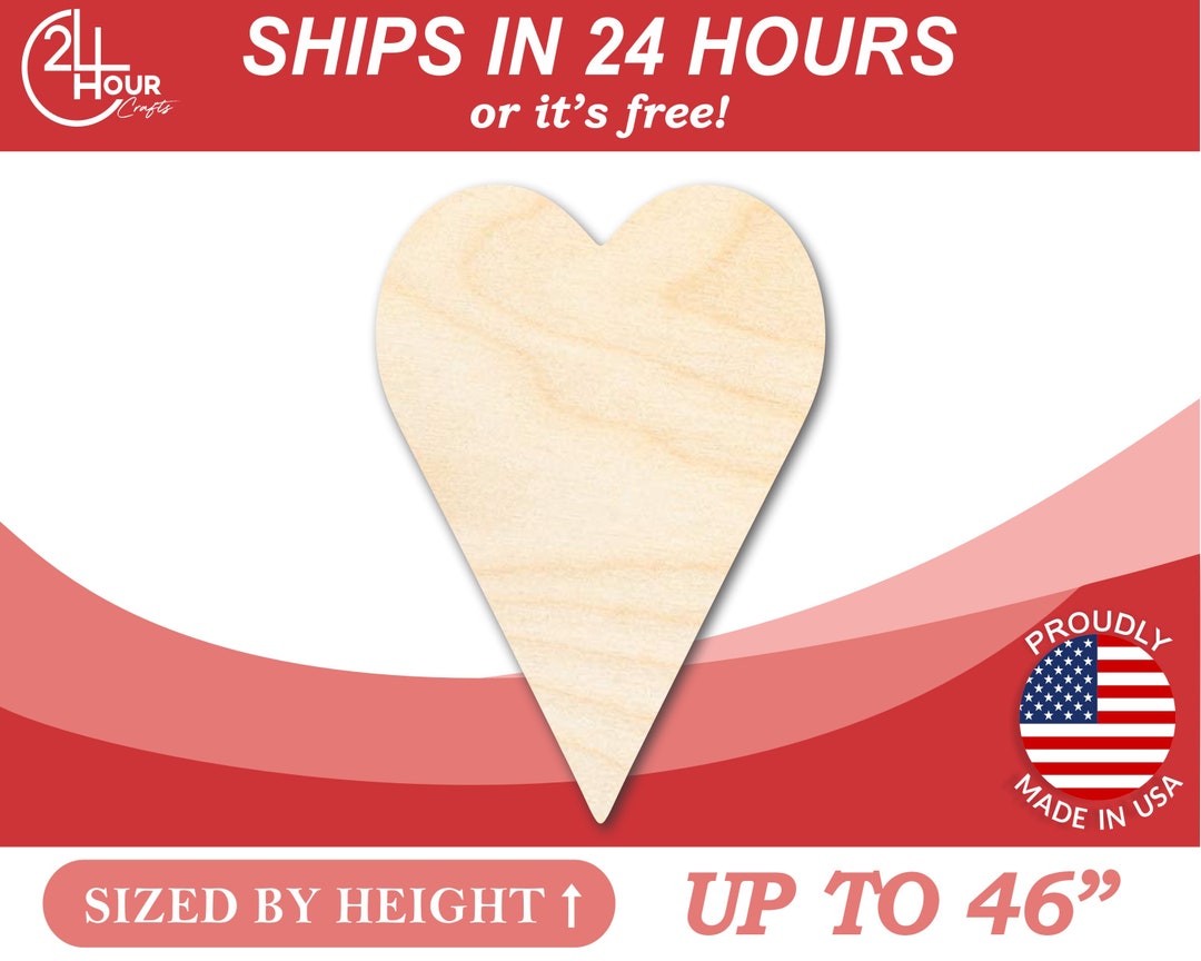 Unfinished Wooden Tall Heart Shape From 1" up to 46" DIY Valentines Day ...