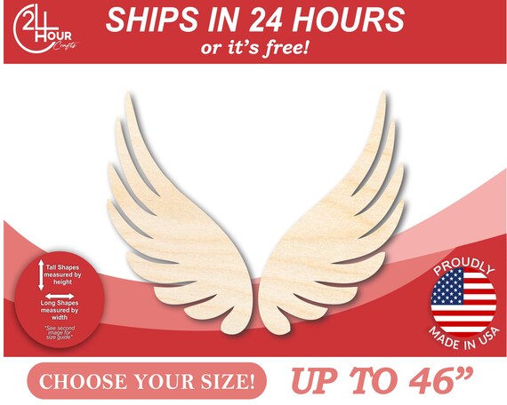 Unfinished Wood Angel Wings Shape Craft up to 36 - Etsy