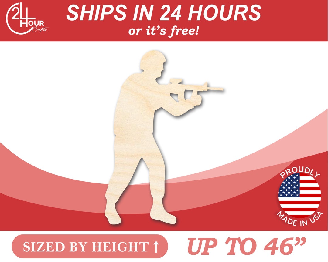 Unfinished Wooden Soldier Shape - Army - Marines - Military - Craft ...