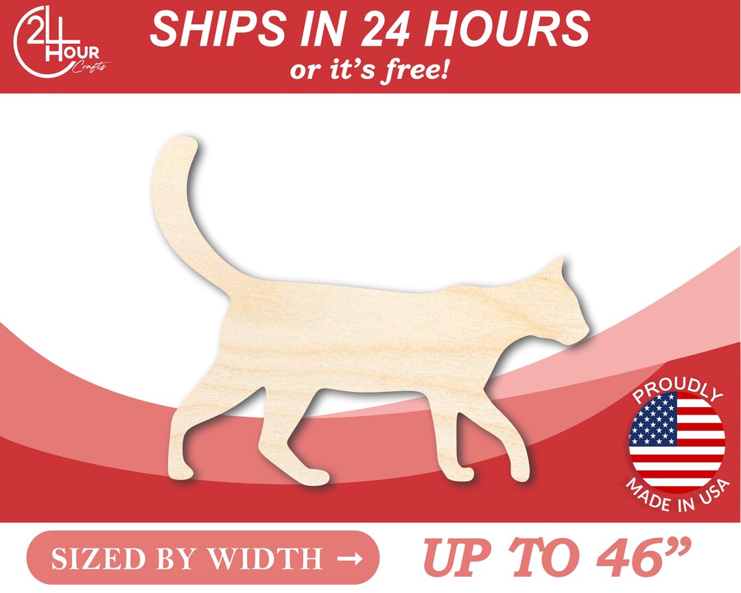Unfinished Wooden Cat Shape - Animal - Pet - Craft - From 1" up to 46 ...