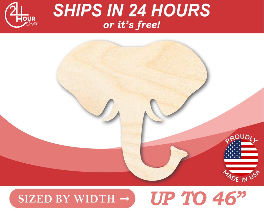 Unfinished Wooden Elephant Head Shape - Animal - Wildlife - Craft ...