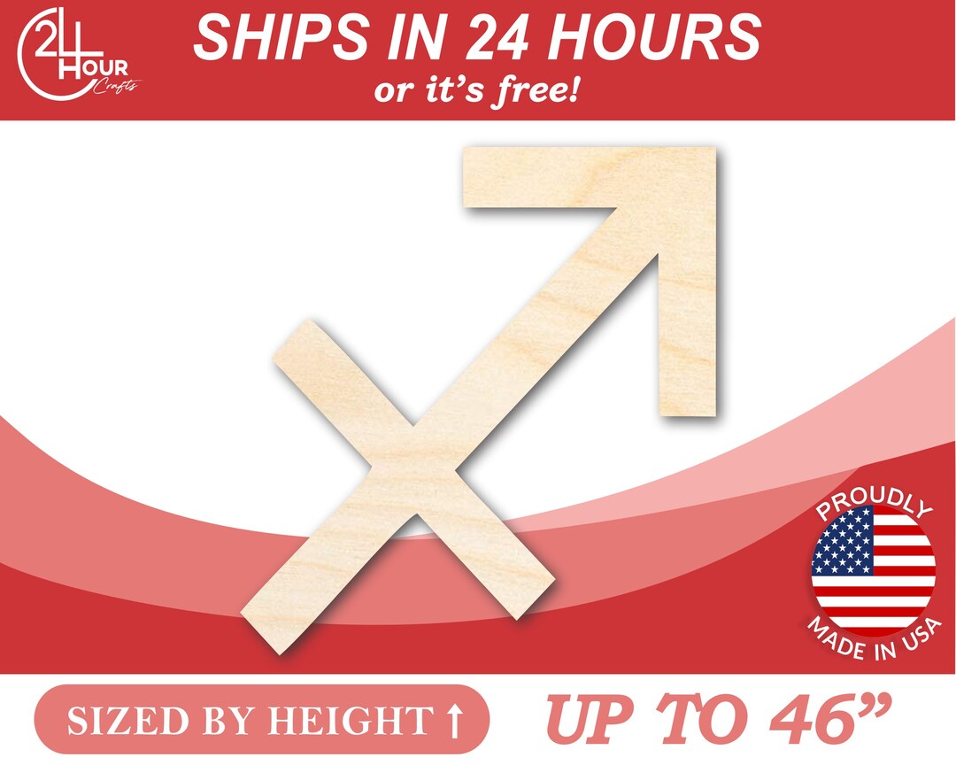 Unfinished Wood Sagittarius Sign Shape - Zodiac Craft - From 1" up to ...