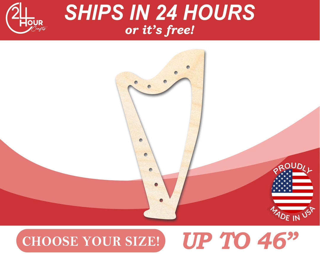 Unfinished Wood Harp With Holes Shape - Craft - From 1" up to 46" - Etsy