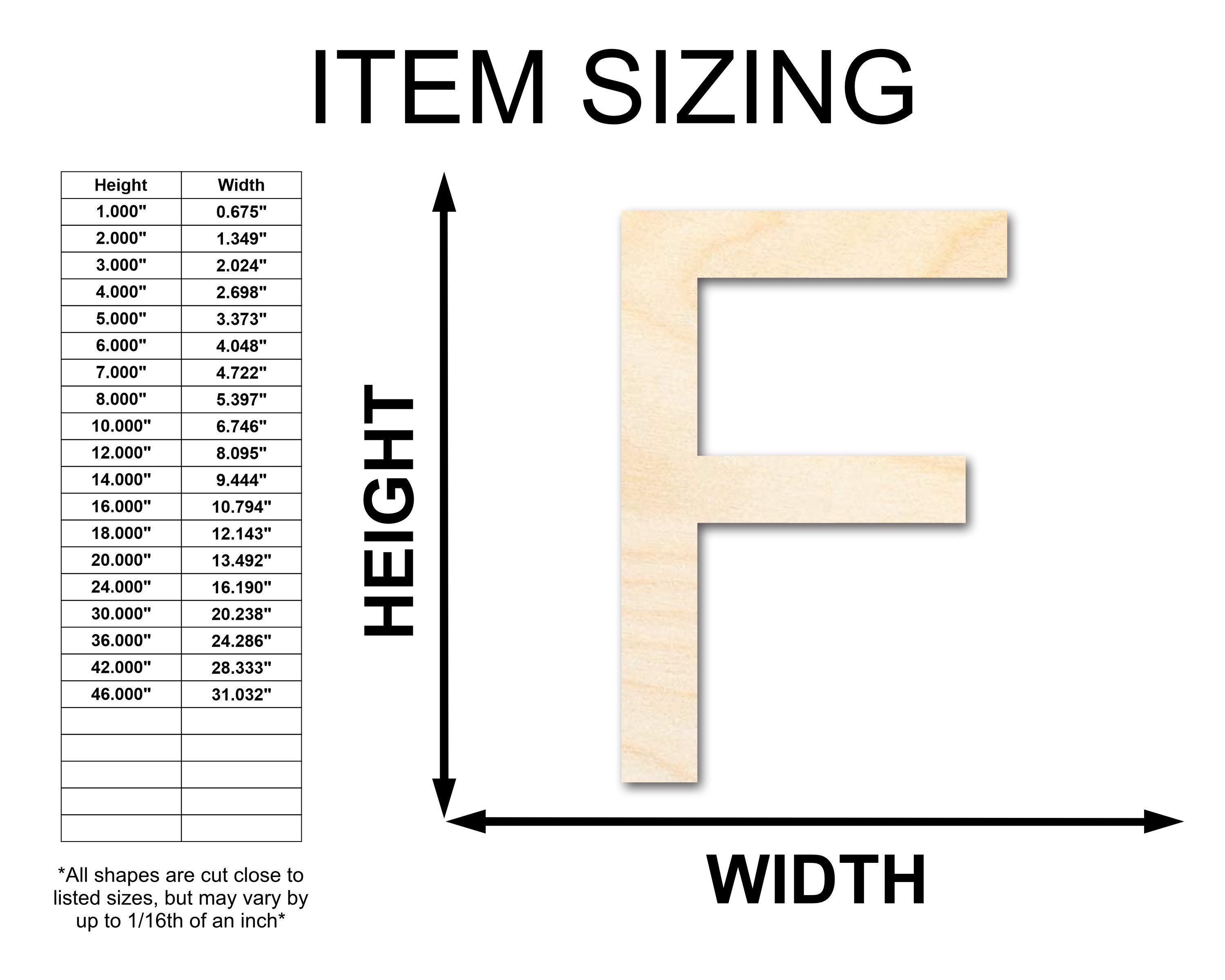 Unfinished Wooden Arial Letter F Shape - Craft - From 1" up to 46" DIY ...