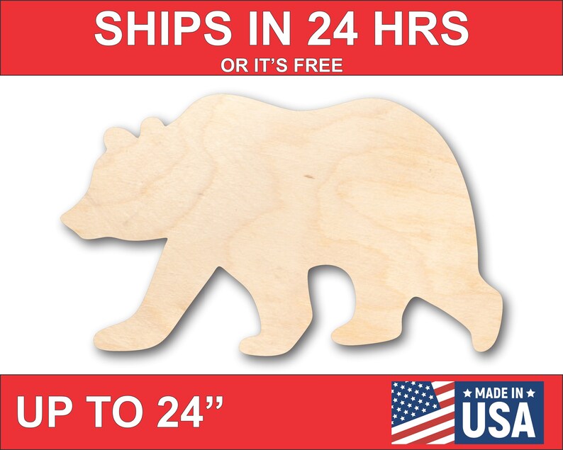 Unfinished Wooden Grizzly Bear Shape Animal Craft up to | Etsy