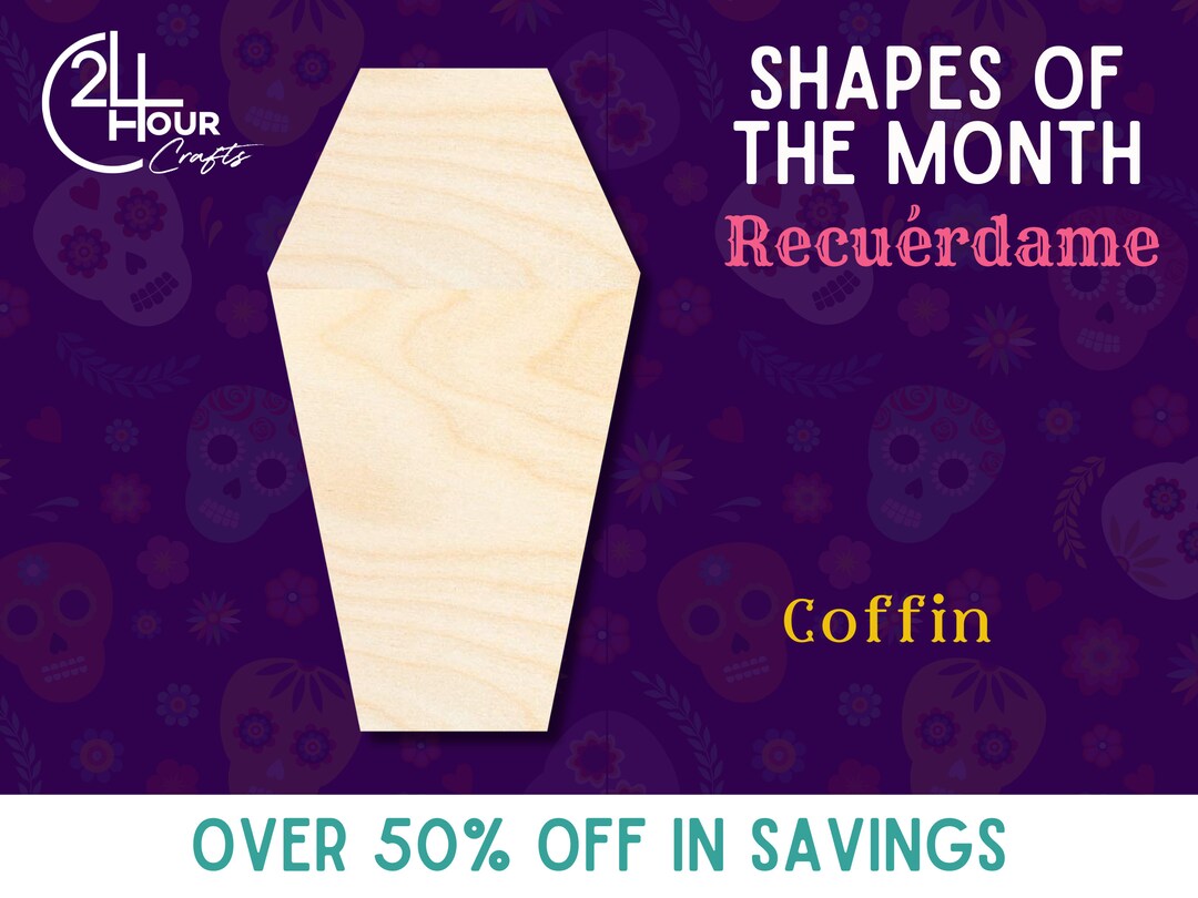 October Shape of the Month Coffin Wood Cutout Recuérdame Unfinished ...