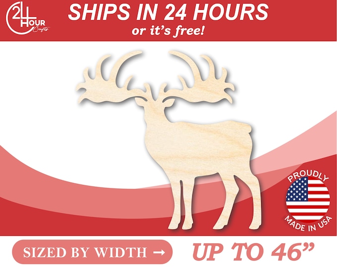 ELK Unfinished Wooden Craft Shape, Do It Yourself, Elk With Antlers ...