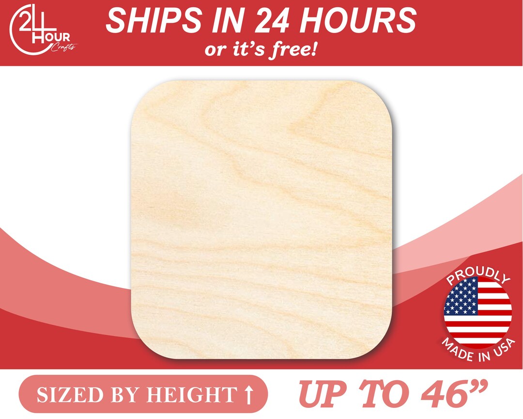 Unfinished Wooden Rounded Square Shape - Custom Tags - Craft - From 1 ...