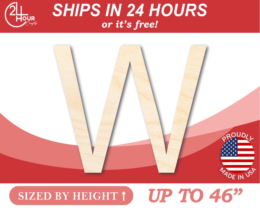 Unfinished Wooden Arial Letter W Shape - Craft - From 1" up to 46" DIY ...