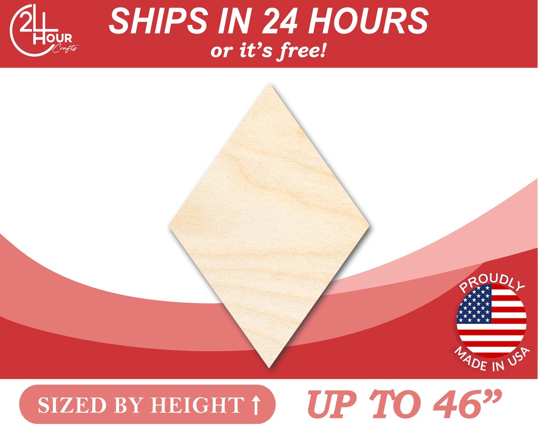 Unfinished Wooden Rhombus Shape - Craft - From 1" up to 46" DIY - Etsy