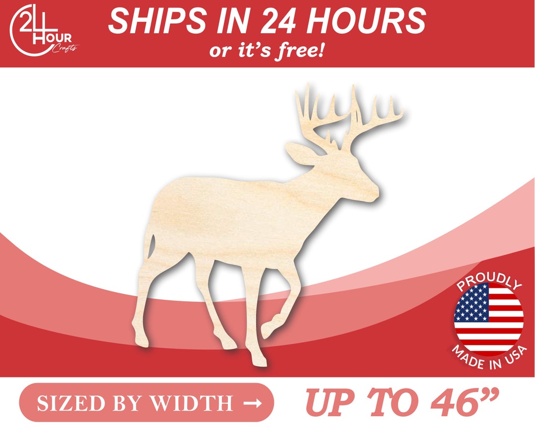 Unfinished Wooden Deer Buck Shape - Animal - Craft - From 1" up to 46 ...