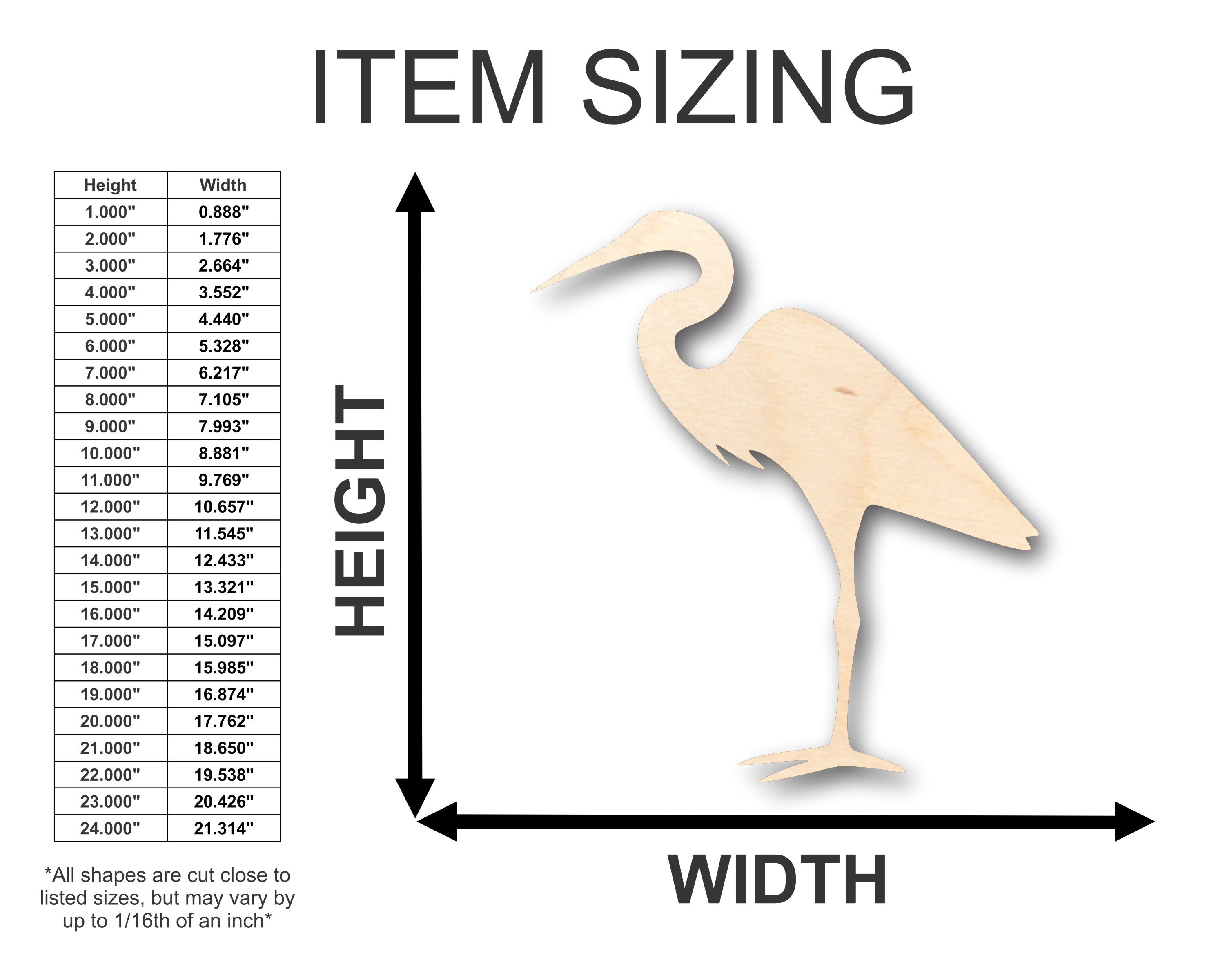 Unfinished Wooden Egret Shape - Animal - Wildlife - Craft - From 1" up ...