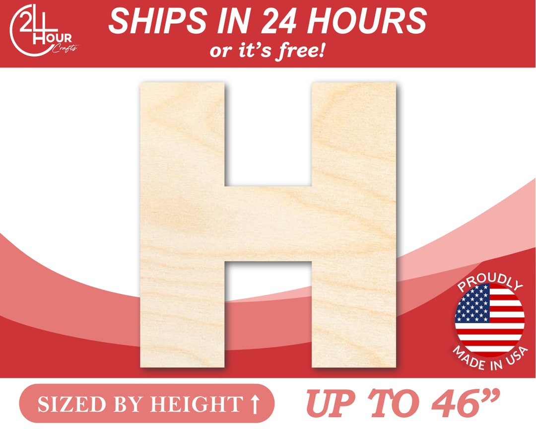 Unfinished Wooden Block Letter H - Craft - From 1" up to 46" DIY - Etsy