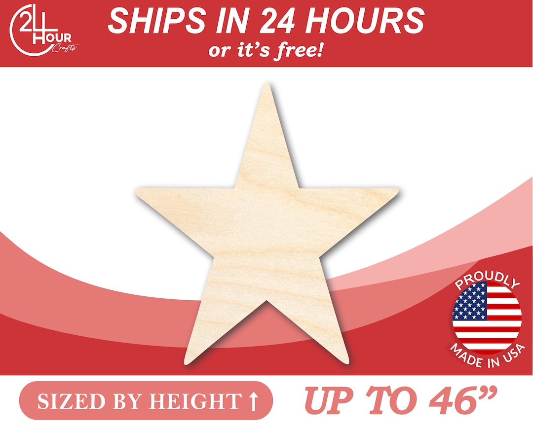 Unfinished Wooden Star Shape - Craft - From 1" up to 46" DIY - Etsy