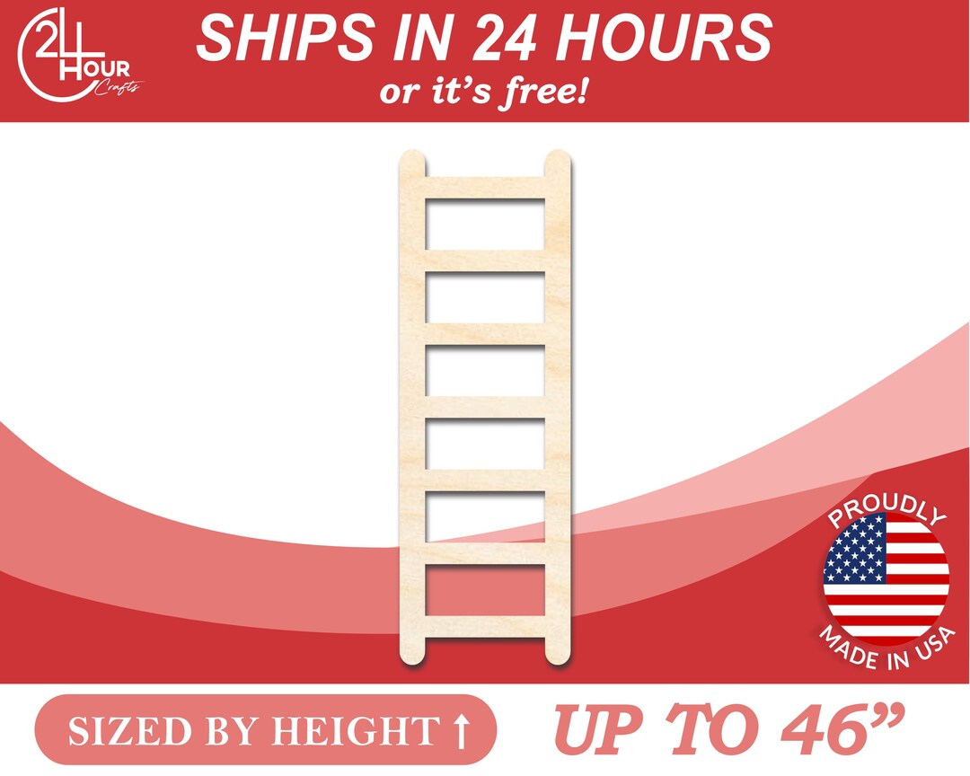 Unfinished Wooden Ladder Shape - Fireman - Craft - From 1" up to 46 ...