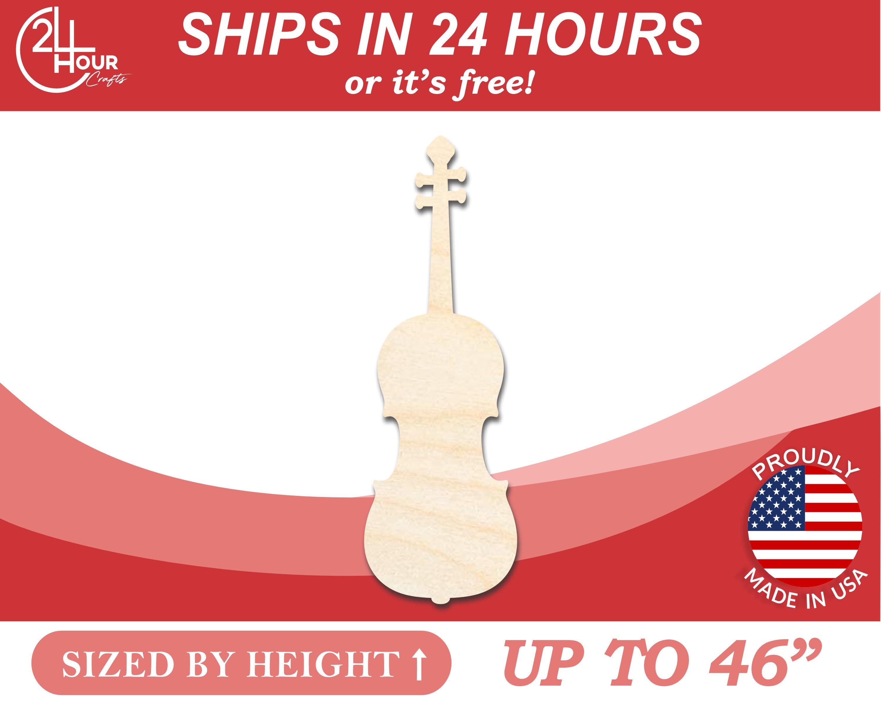 Unfinished Wooden Violin Shape - Music - Craft - From 1" up to 46" DIY ...