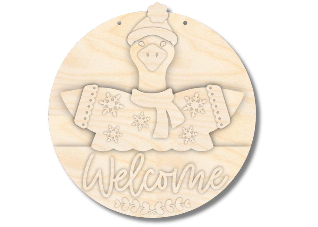 Unfinished Wood Welcome Goose Door Sign Kit | Wood Craft Cutouts | 1/4 ...