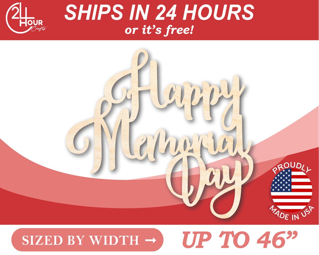 Happy Memorial Day Unfinished Wooden Cutout DIY Handmade Craft - Etsy
