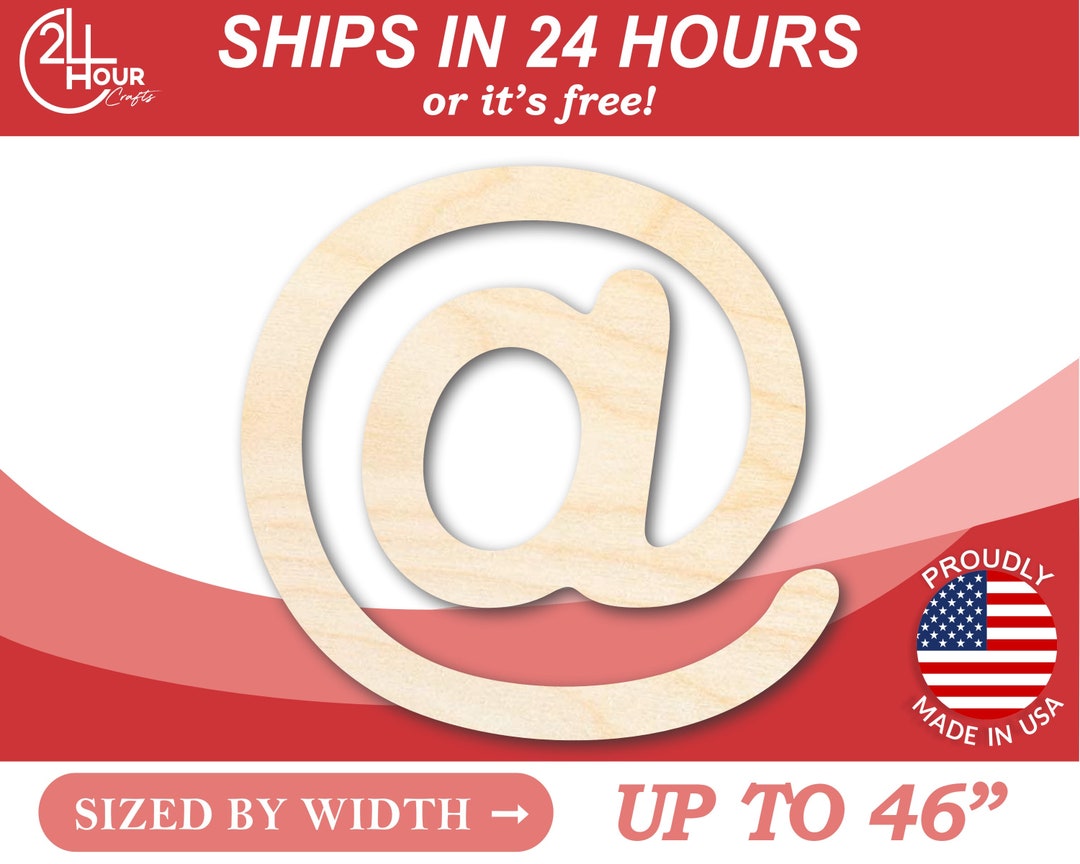 Unfinished Wooden @ (at) Symbol - Craft - From 1" up to 46" DIY - Etsy