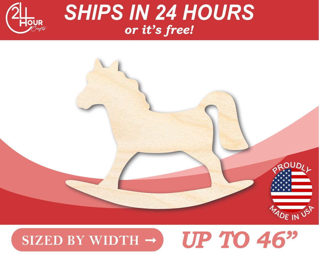 Unfinished Wooden Rocking Horse Shape - Toy Animal - Craft - From 1" up ...