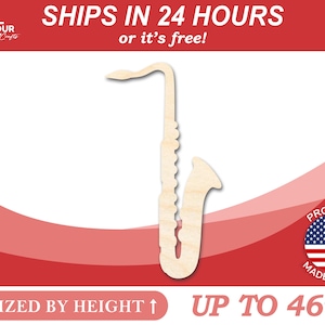 Unfinished Wooden Saxophone Shape - Music - Craft - From 1" up to 46 ...