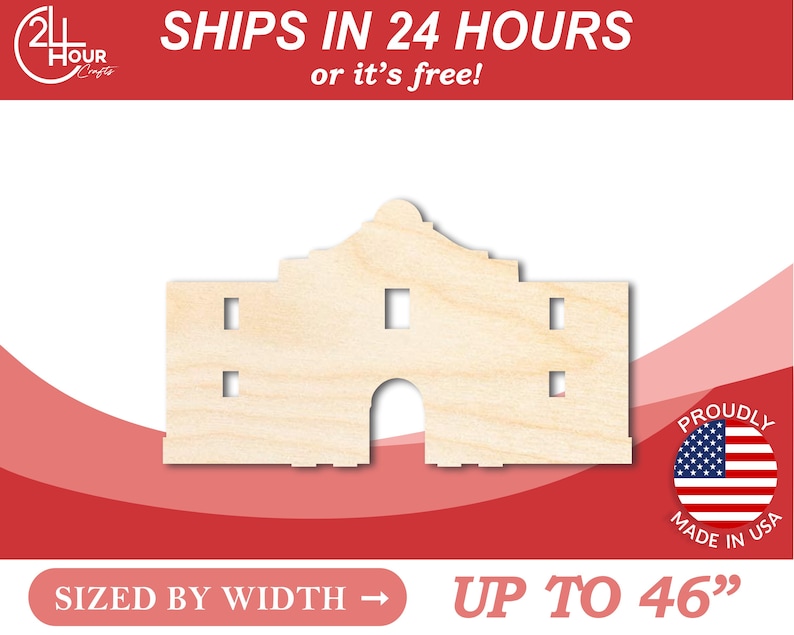 Unfinished Wooden Alamo Shape - Craft - From 1" up to 46" DIY - Etsy