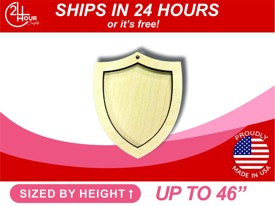 Unfinished Wood 2 Layer Shield Shadowbox Shape | DIY Craft Cutout | up ...
