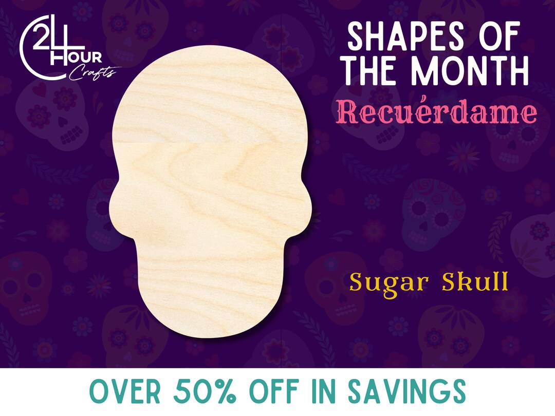 October Shape of the Month Sugar Skull Wood Cutout Recuérdame ...