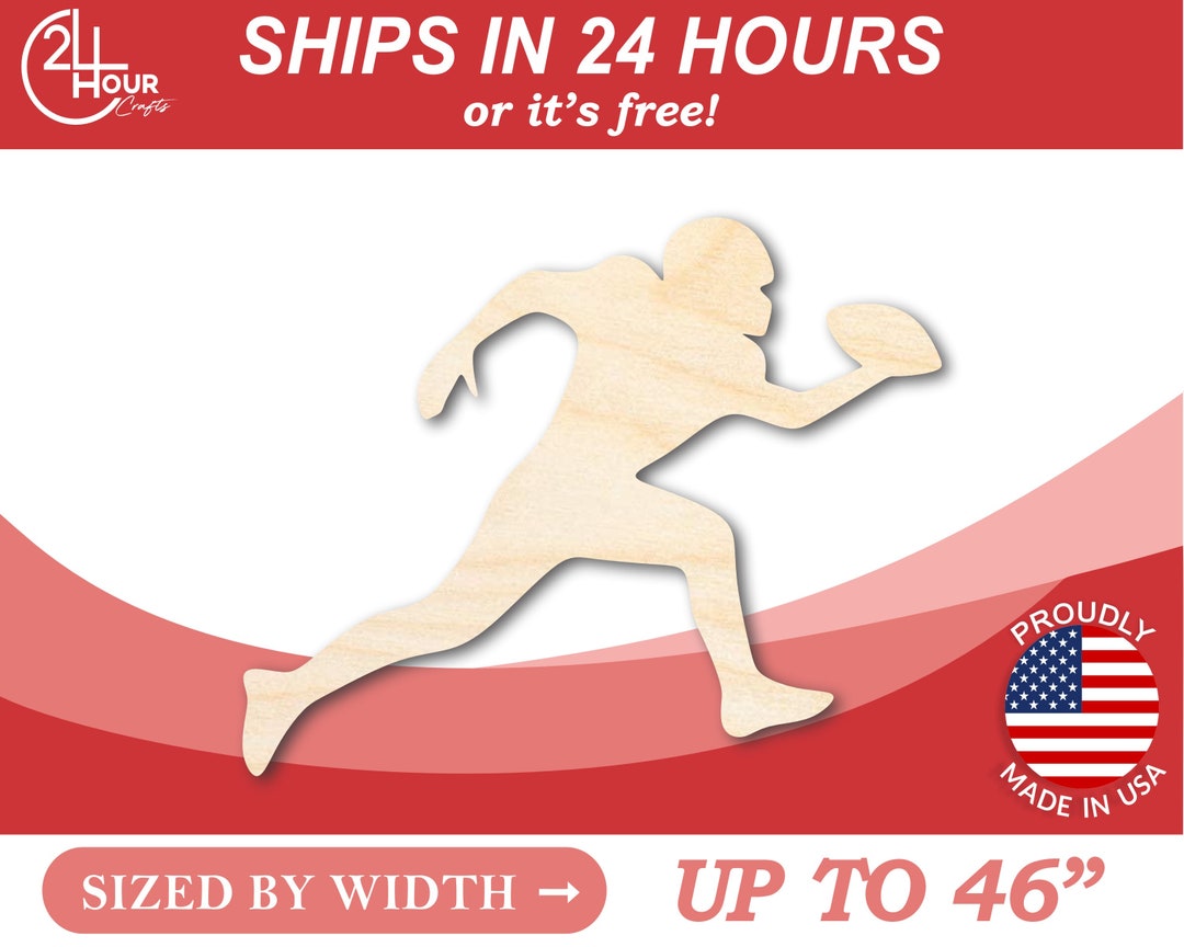 Unfinished Wooden Football Player Shape - Sports - Craft - From 1" up ...