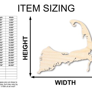 Unfinished Wooden Cape Cod Shape - Craft - From 1" up to 46" DIY - Etsy