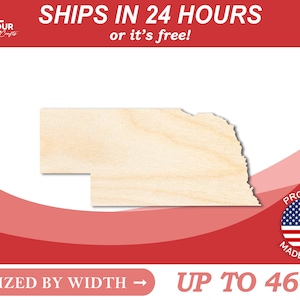 Unfinished Wooden Nebraska Shape - State - Craft - From 1" up to 46 ...