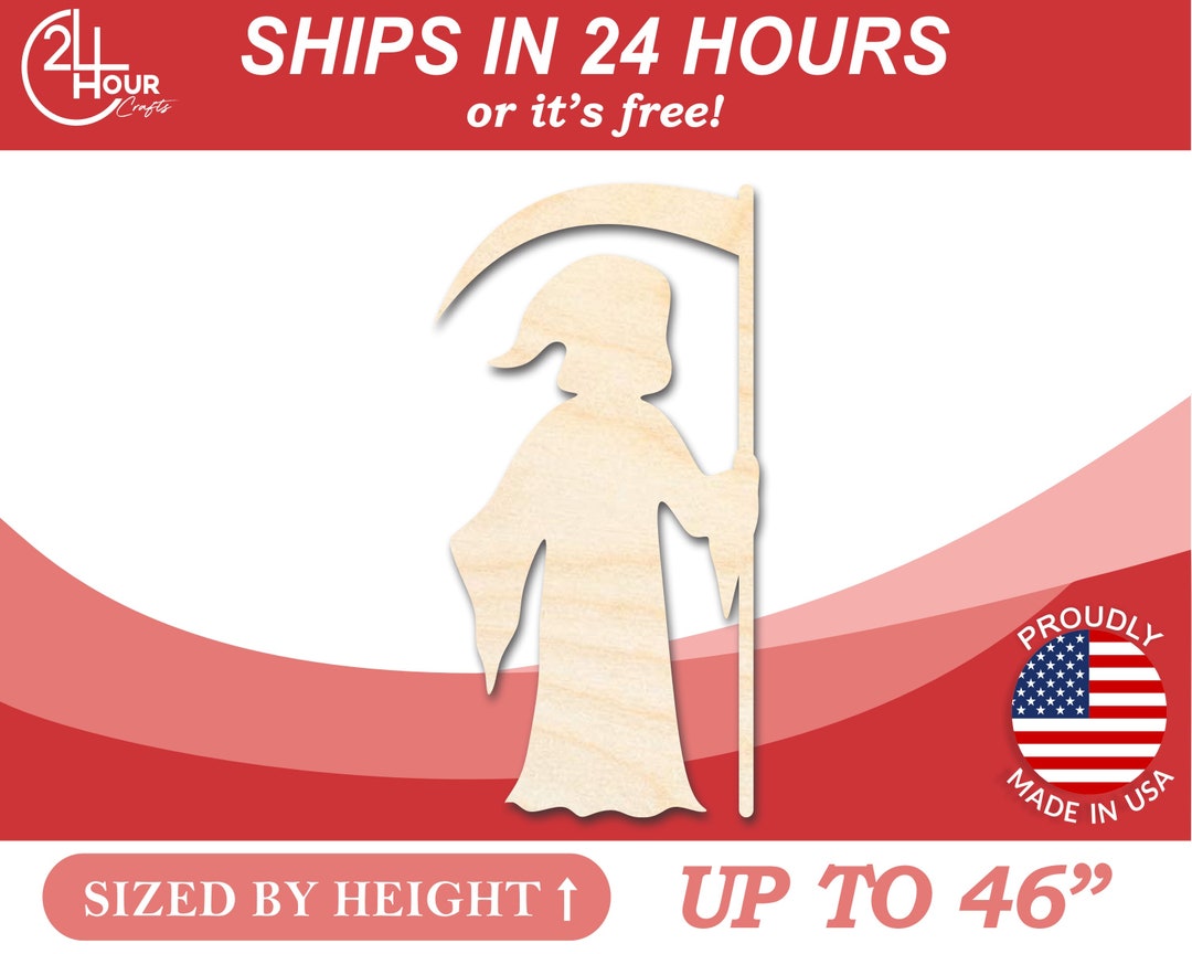 Unfinished Wooden Grim Reaper Shape - Death - Craft - From 1" up to 46 ...