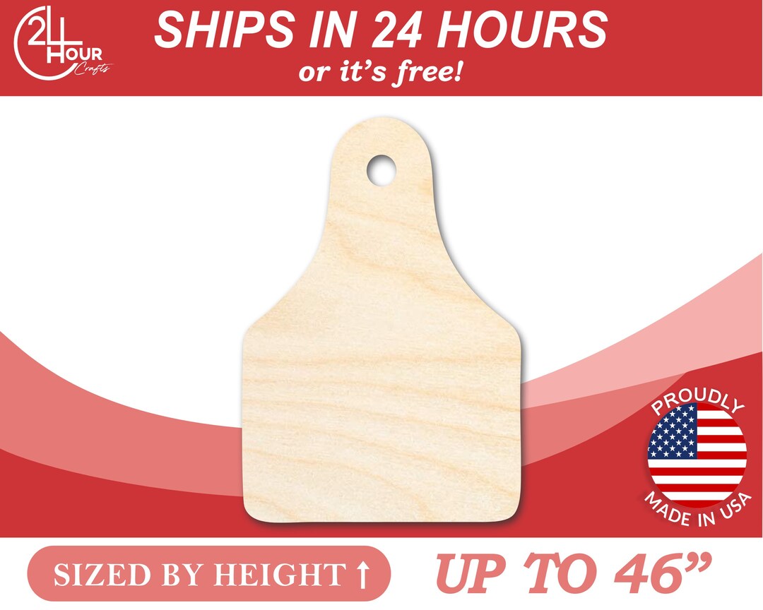 Unfinished Wood Cow Tag Shape - Farm Craft - From 1" up to 46" DIY - Etsy