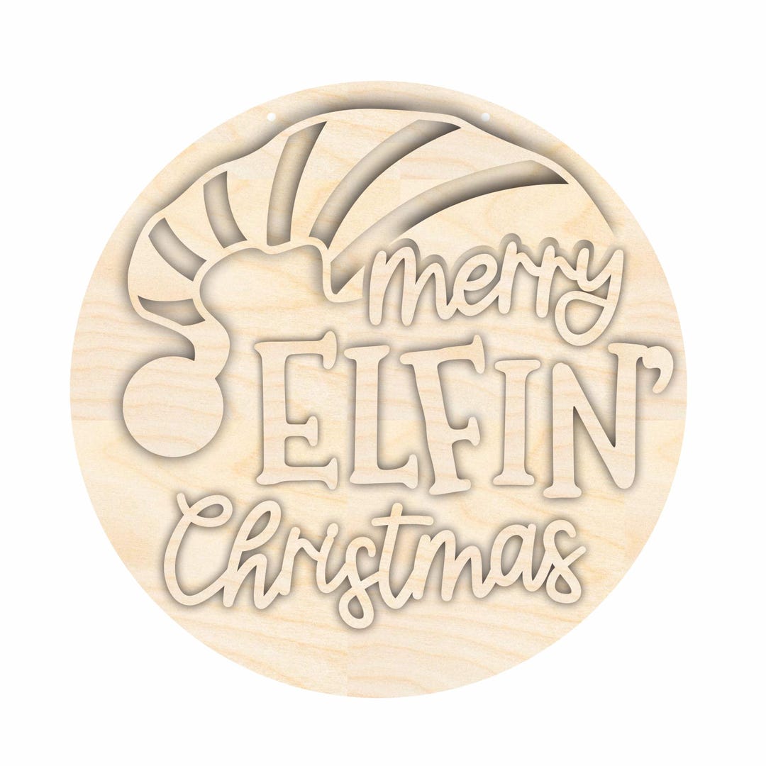Unfinished Wood Merry Elfin Christmas Door Sign Kit | Wood Craft ...