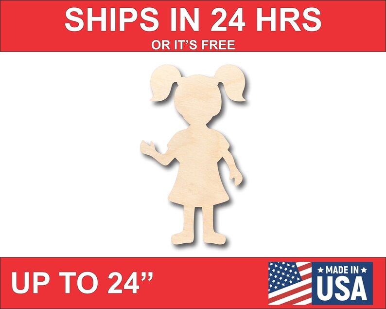 Unfinished Wooden Girl Shape Kid Craft up to 24 | Etsy