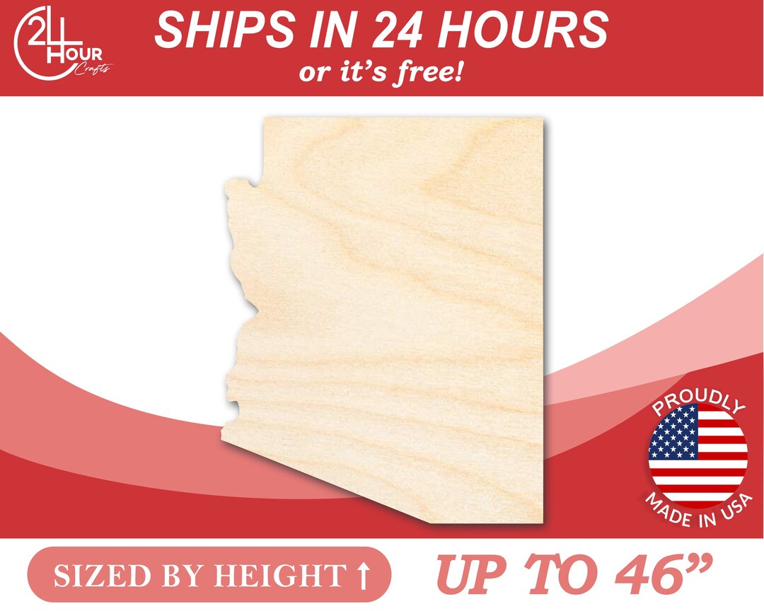 Unfinished Wooden Arizona Shape - State - Craft - From 1" up to 46" DIY ...