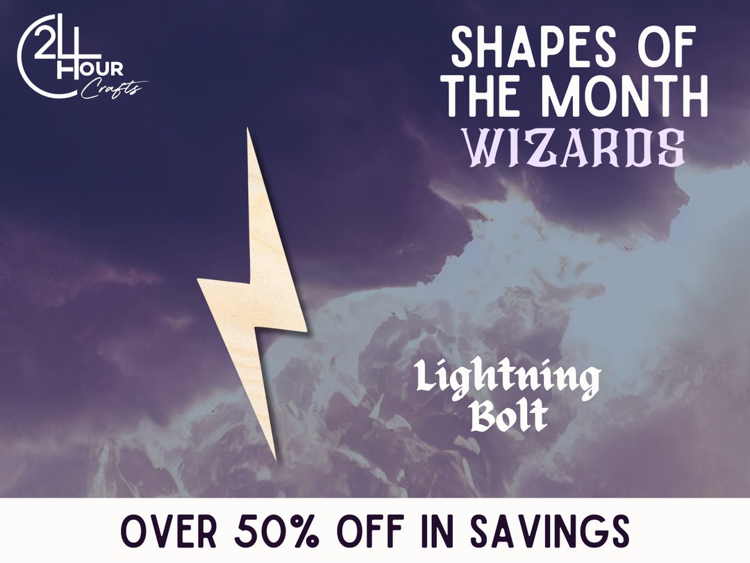 July Shape of the Month Lightning Bolt Wood Cutout Wizards Unfinished ...