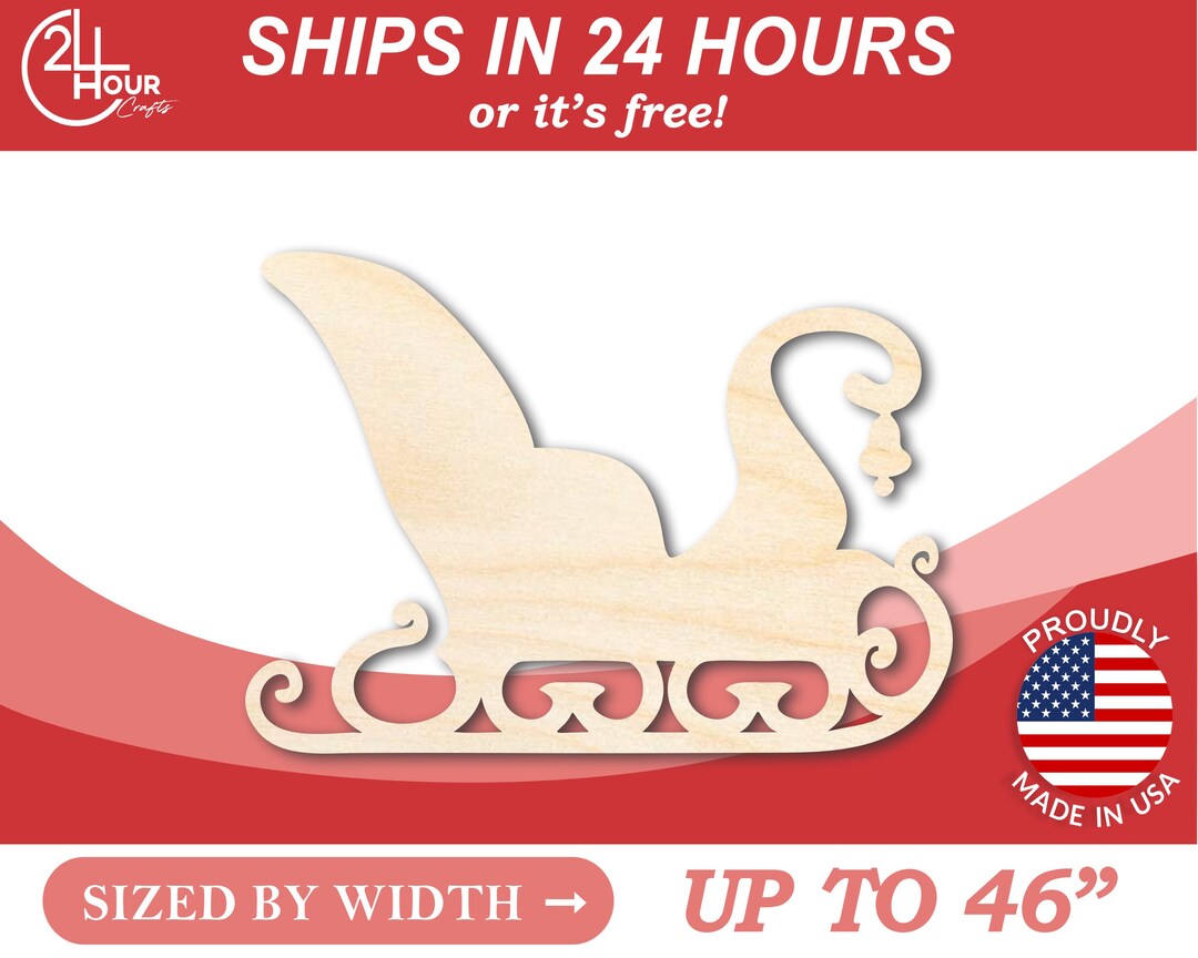 Unfinished Wood Winter Sleigh Shape - Craft - From 1" up to 46" - Etsy