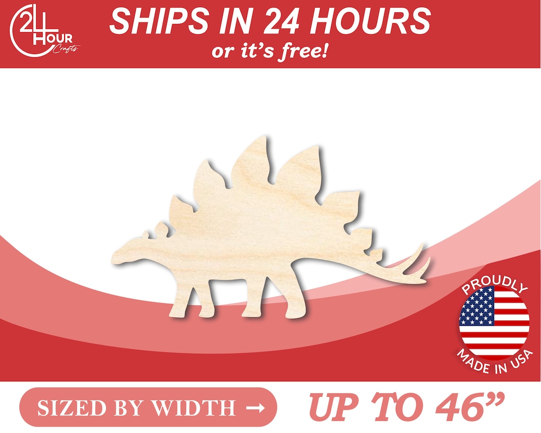 Unfinished Wooden Stegosaurus Shape - Dinosaur - Craft - From 1" up to ...