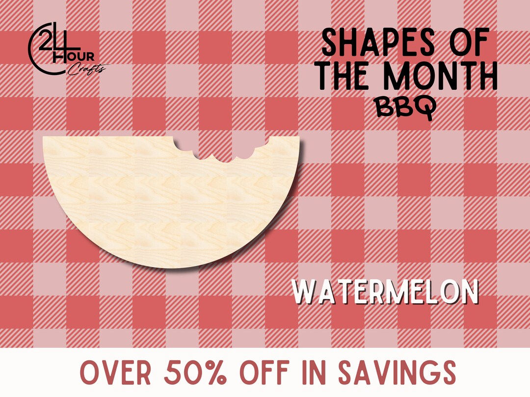 June Shape of the Month Watermelon Wood Cutout BBQ Unfinished Craft - Etsy