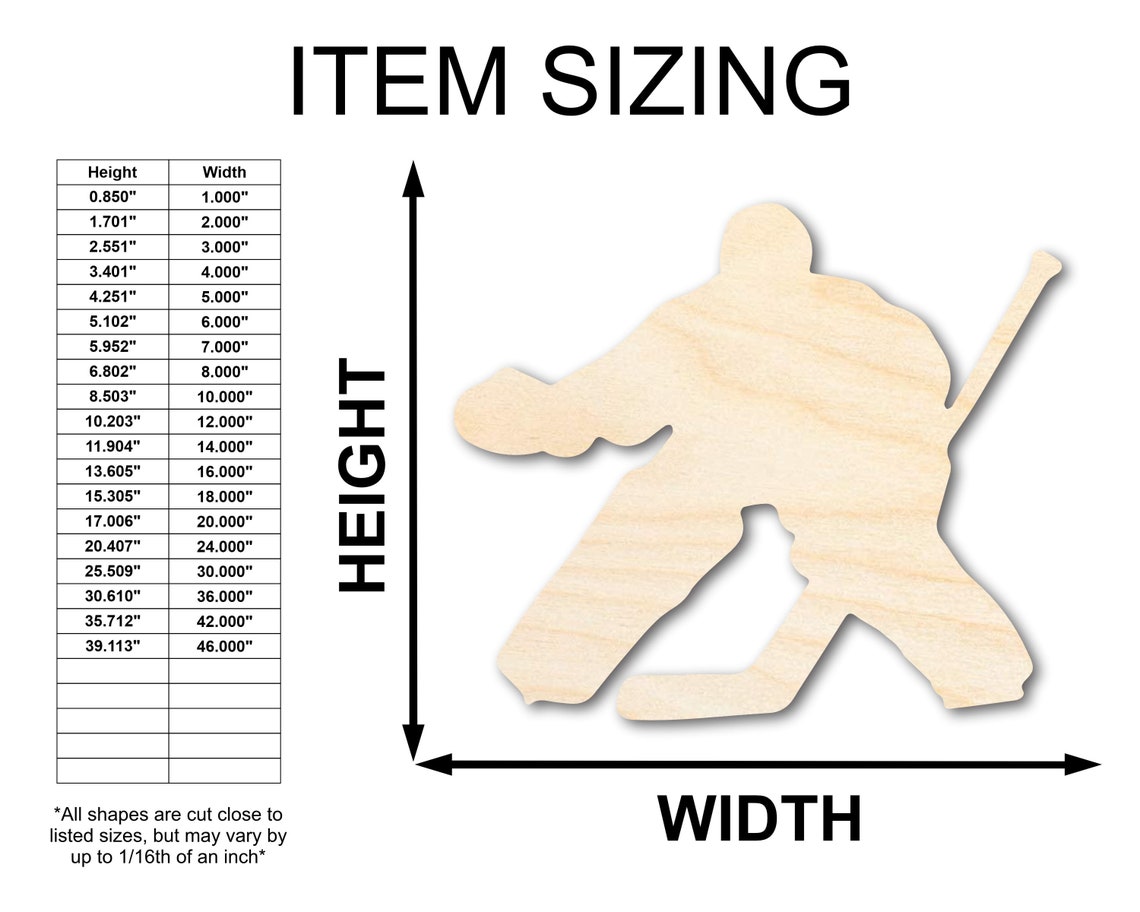 Unfinished Wooden Hockey Goalie Shape - Craft - From 1" up to 46" DIY ...