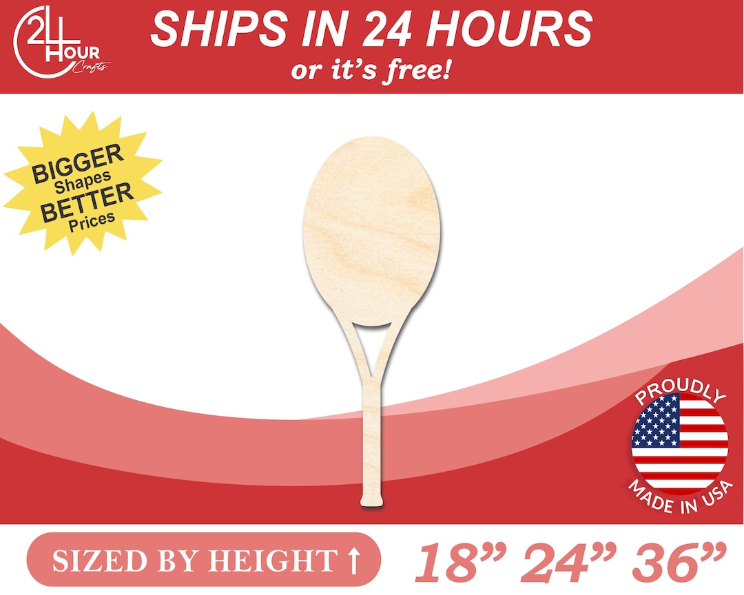 Bigger Better | Unfinished Wood Tennis Racket Shape | DIY Craft Cutout ...