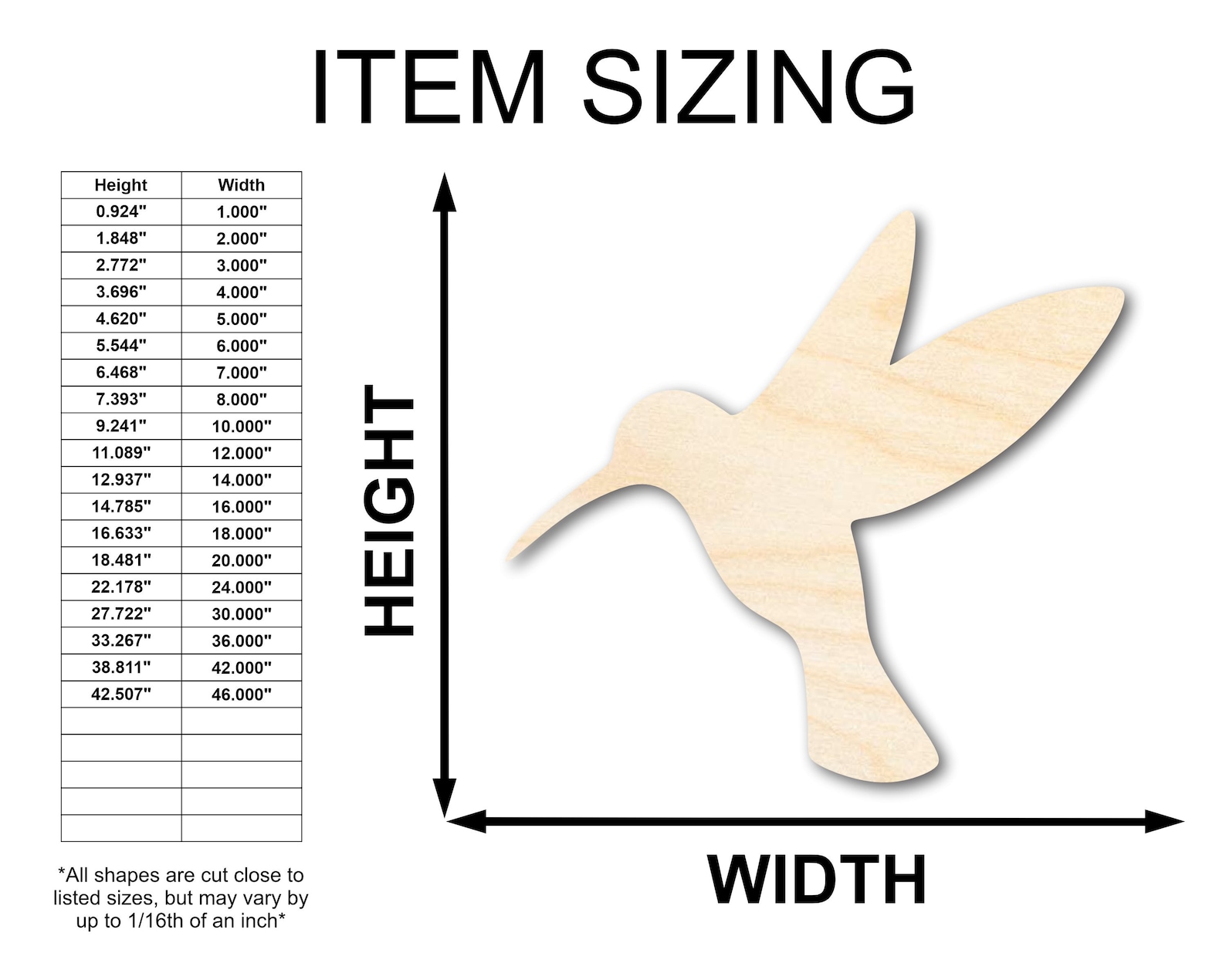 Unfinished Wooden Hummingbird Shape Bird Animal Craft From 1 up to 46 ...