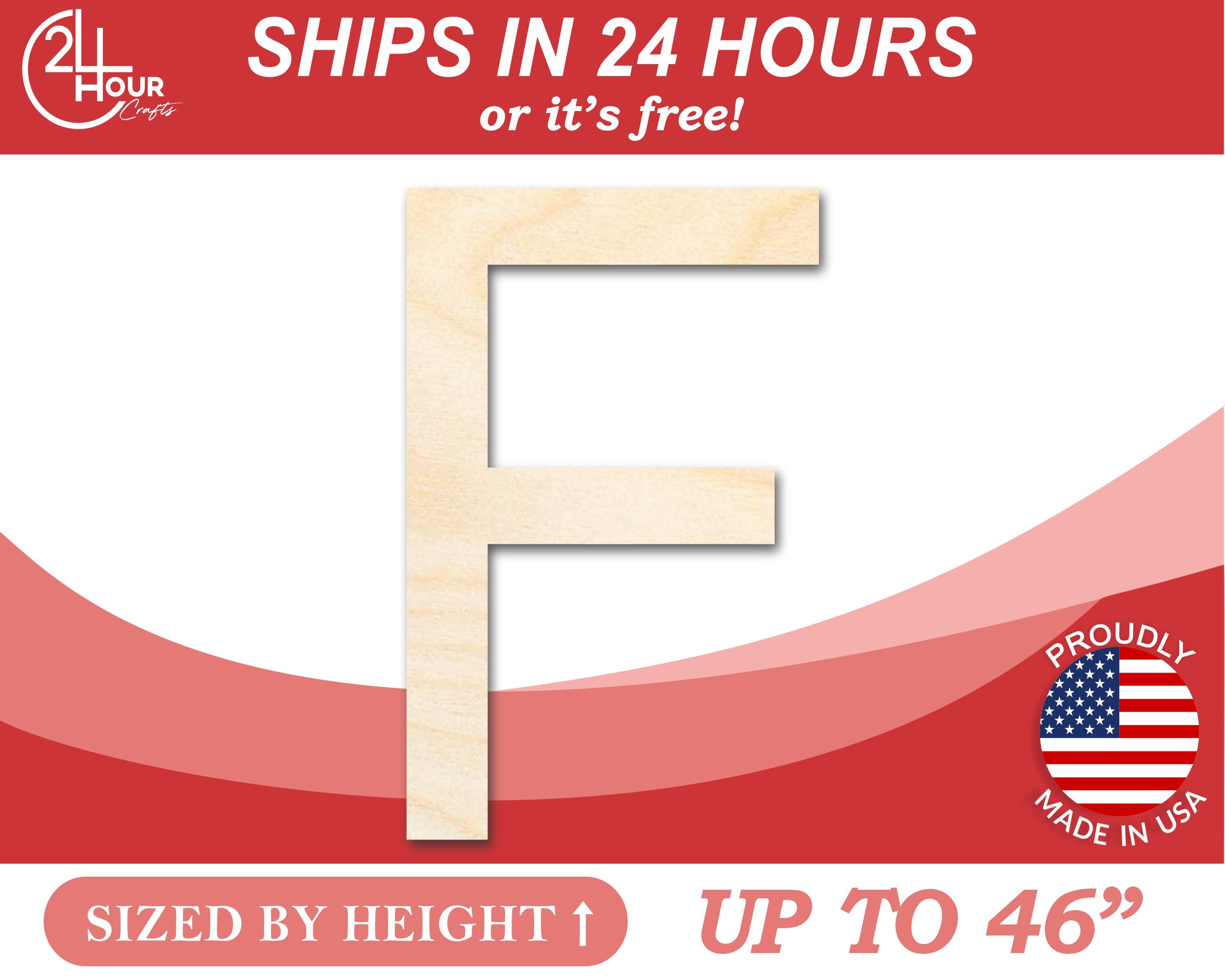 Unfinished Wooden Arial Letter F Shape - Craft - From 1" up to 46" DIY ...