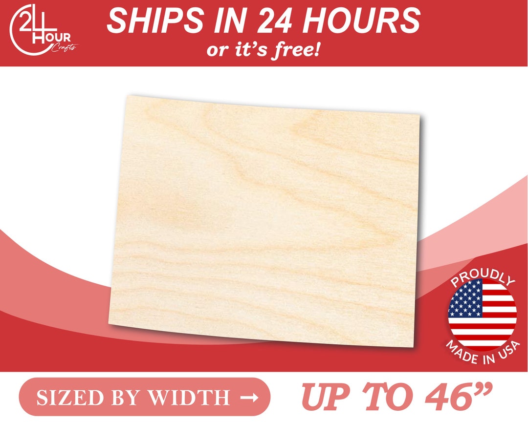 Unfinished Wooden Colorado Shape - State - Craft - From 1" up to 46 ...