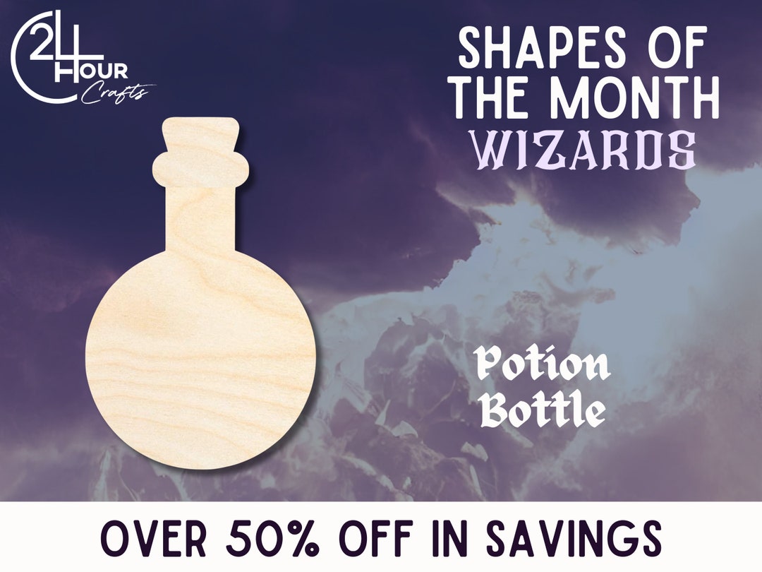 July Shape of the Month Potion Bottle Wood Cutout Wizards Unfinished ...